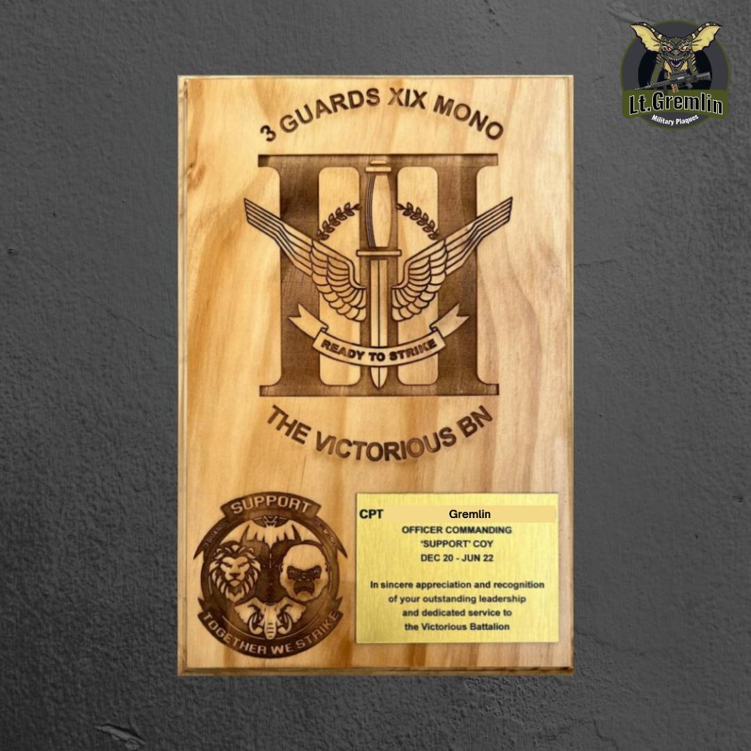 Wood Engraved Plaque (Laser Engraved) - Army Navy Airforce SCDF Police ...