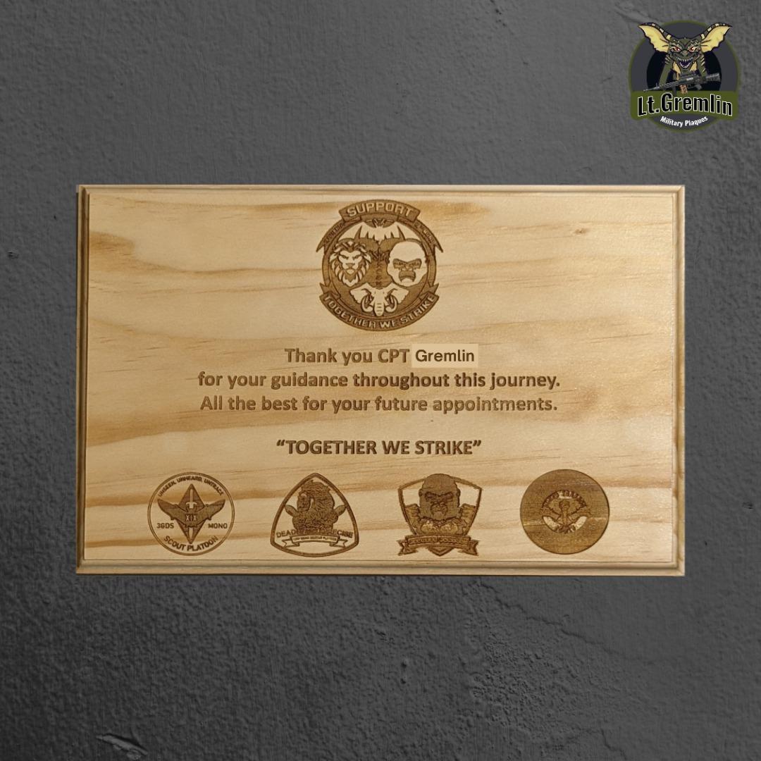 Wood Engraved Plaque (Laser Engraved) - Army Navy Airforce SCDF Police ...