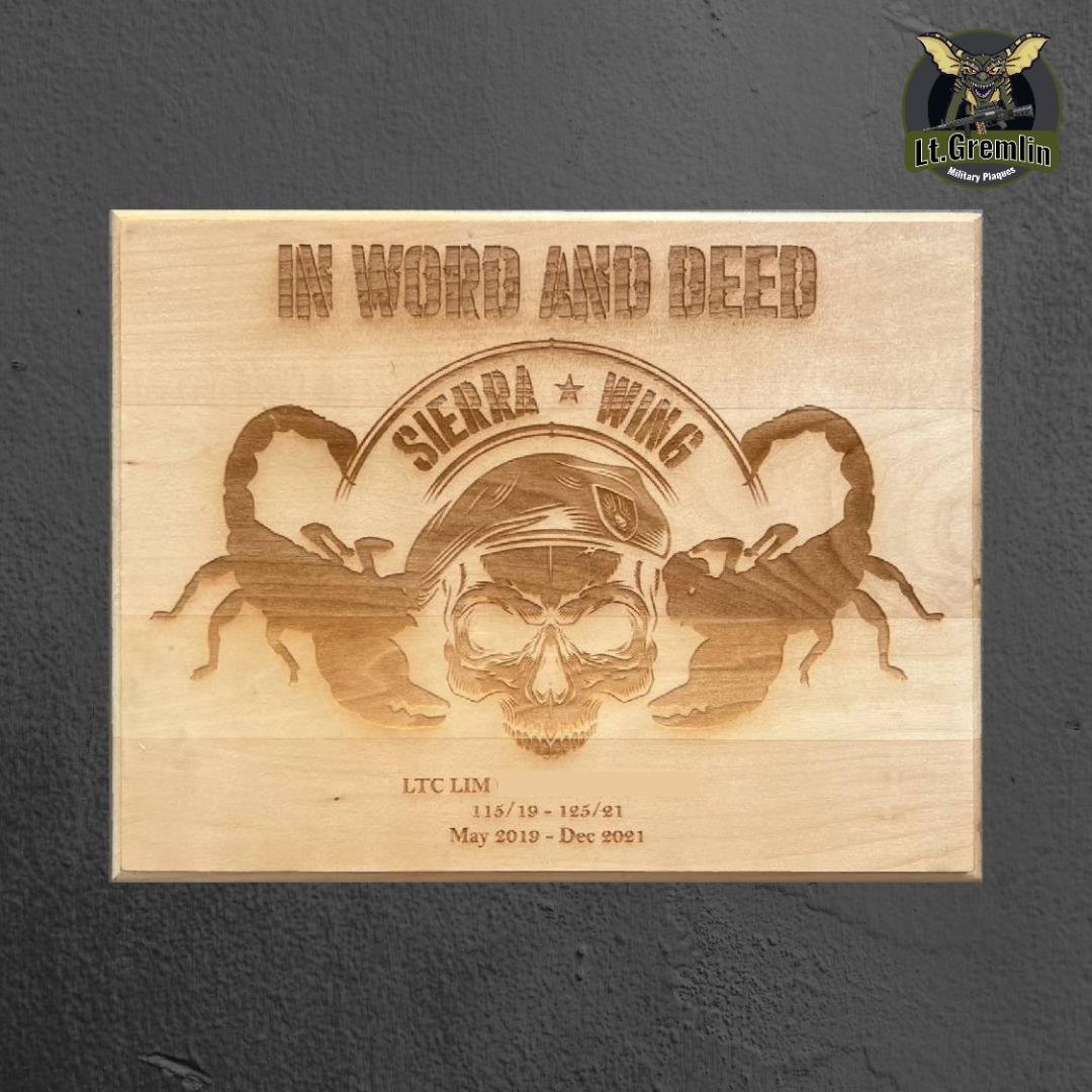 Wood Engraved Plaque (Laser Engraved) - Army Navy Airforce SCDF Police ...