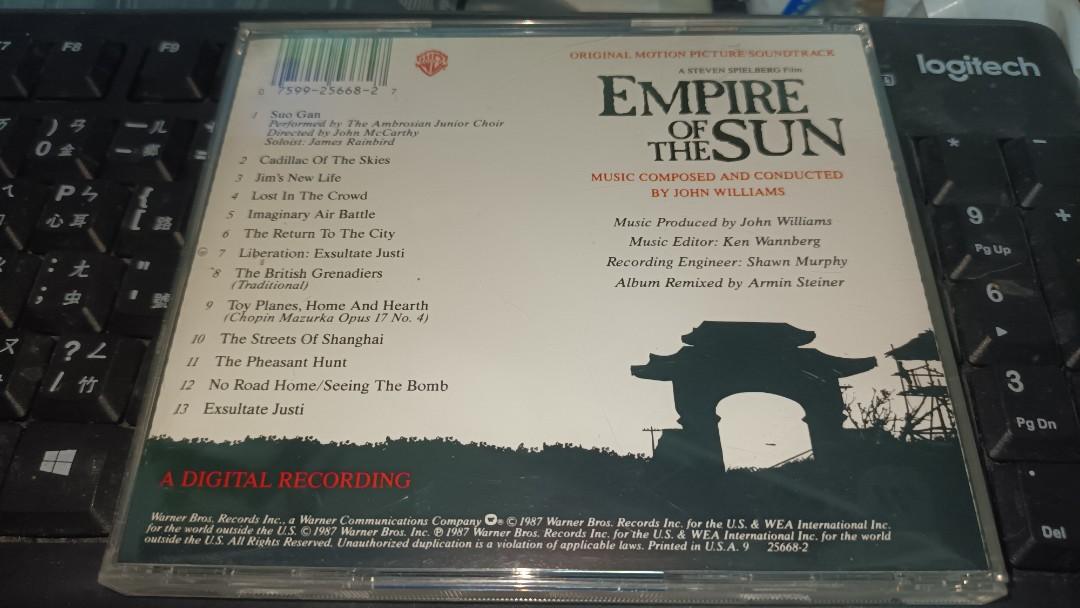經典電影原聲大碟 美版 發燒天碟 太陽帝國 EMPIRE OF THE SUN OST CD, 興趣及遊戲, 音樂、樂器 & 配件, 音樂與媒體 - CD 及 DVD - Carousell