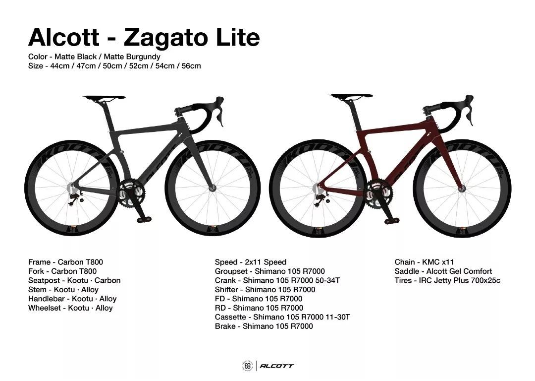 ALCOTT ZAGATO LITE FULL SHIMANO 105 Roadbike 2x11Speed Carbon, Alloy ...