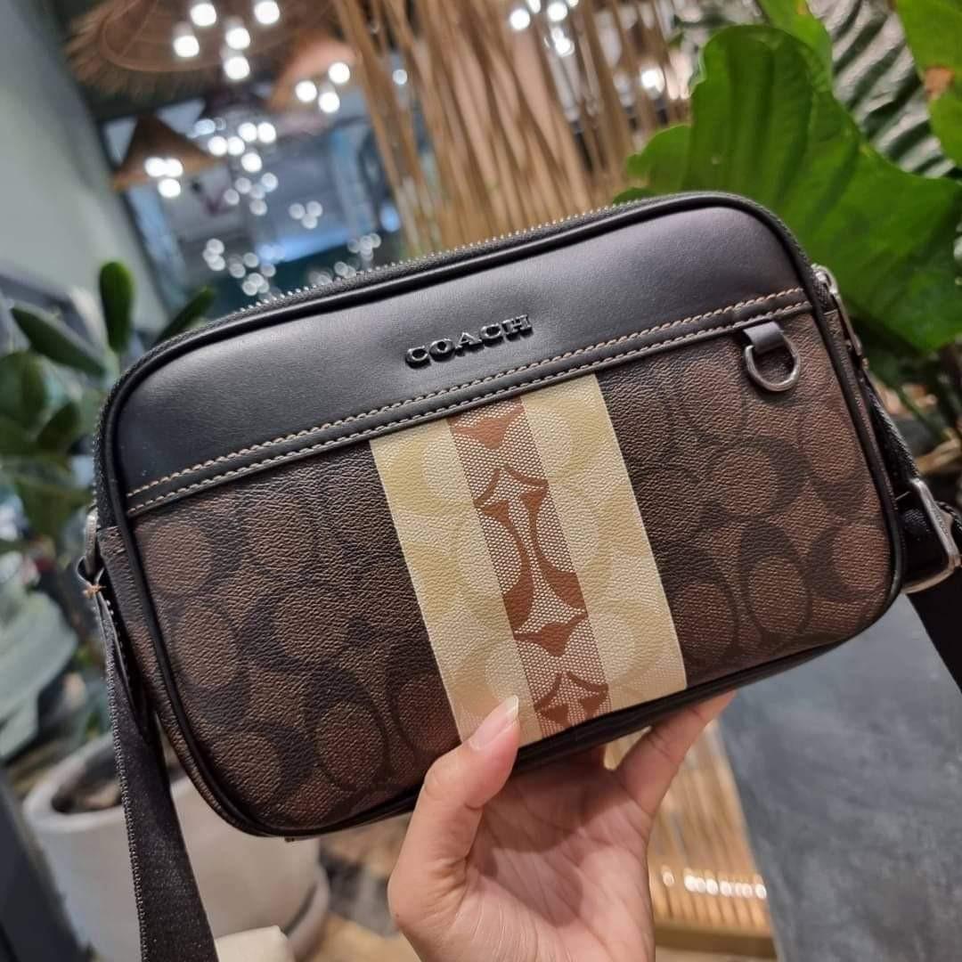 Coach Graham Crossbody In Blocked Signature Canvas With Varsity Stripe ...