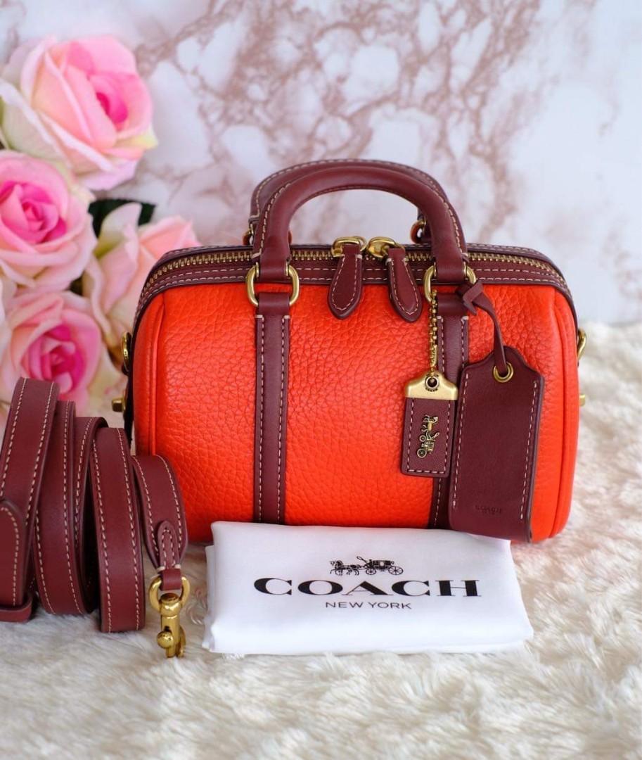 Coach Ruby Satchel 18 In Colorblock - Red Orange, Women's Fashion, Bags ...