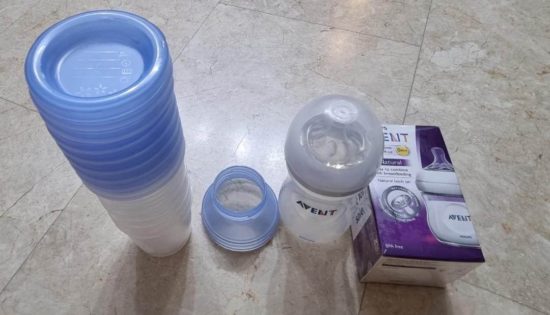 Avent milk storage cup and feeding bottle, Babies & Kids, Nursing ...