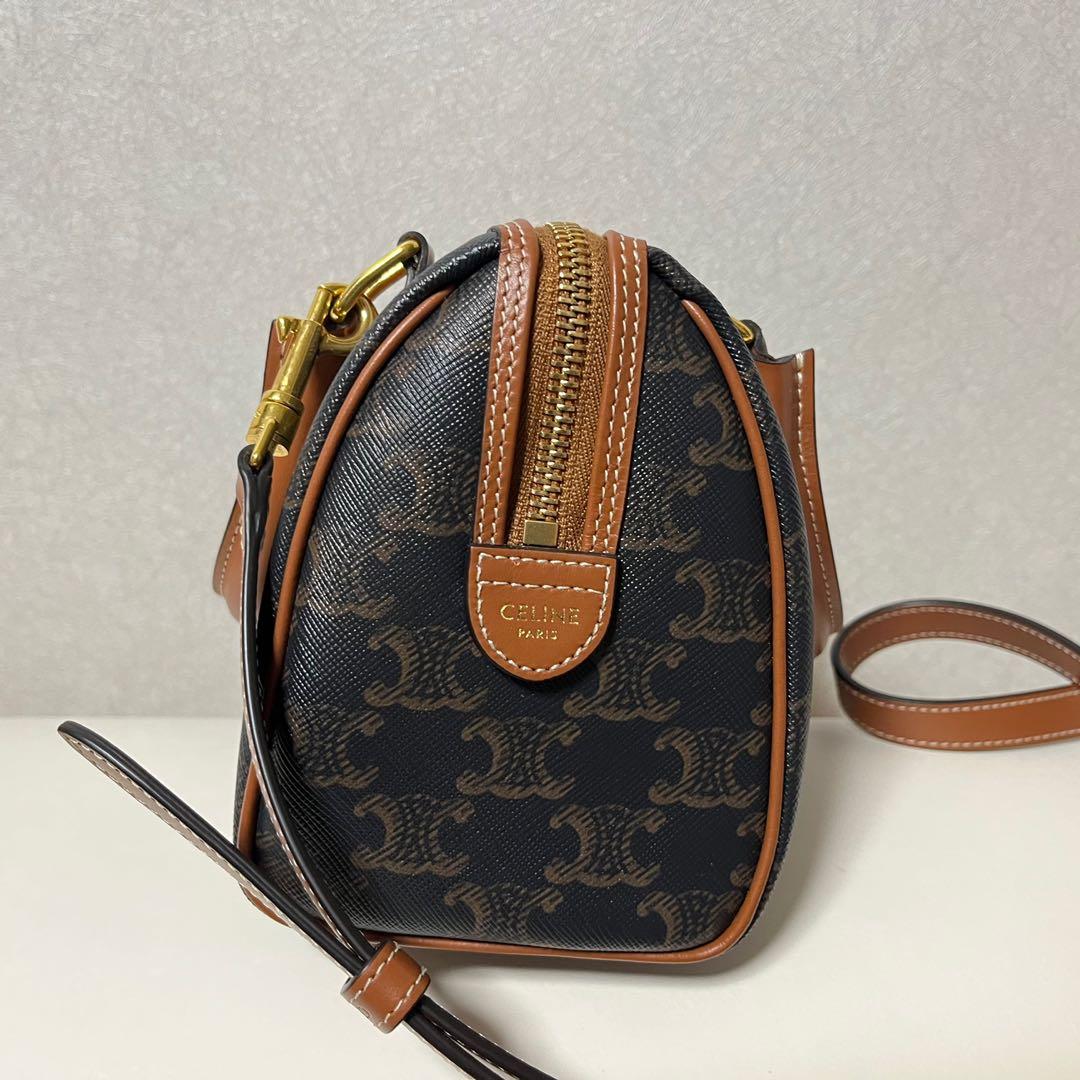 CELINE SMALL BOSTON IN TRIOMPHE CANVAS AND CALFSKIN, 名牌, 手袋及銀包 - Carousell
