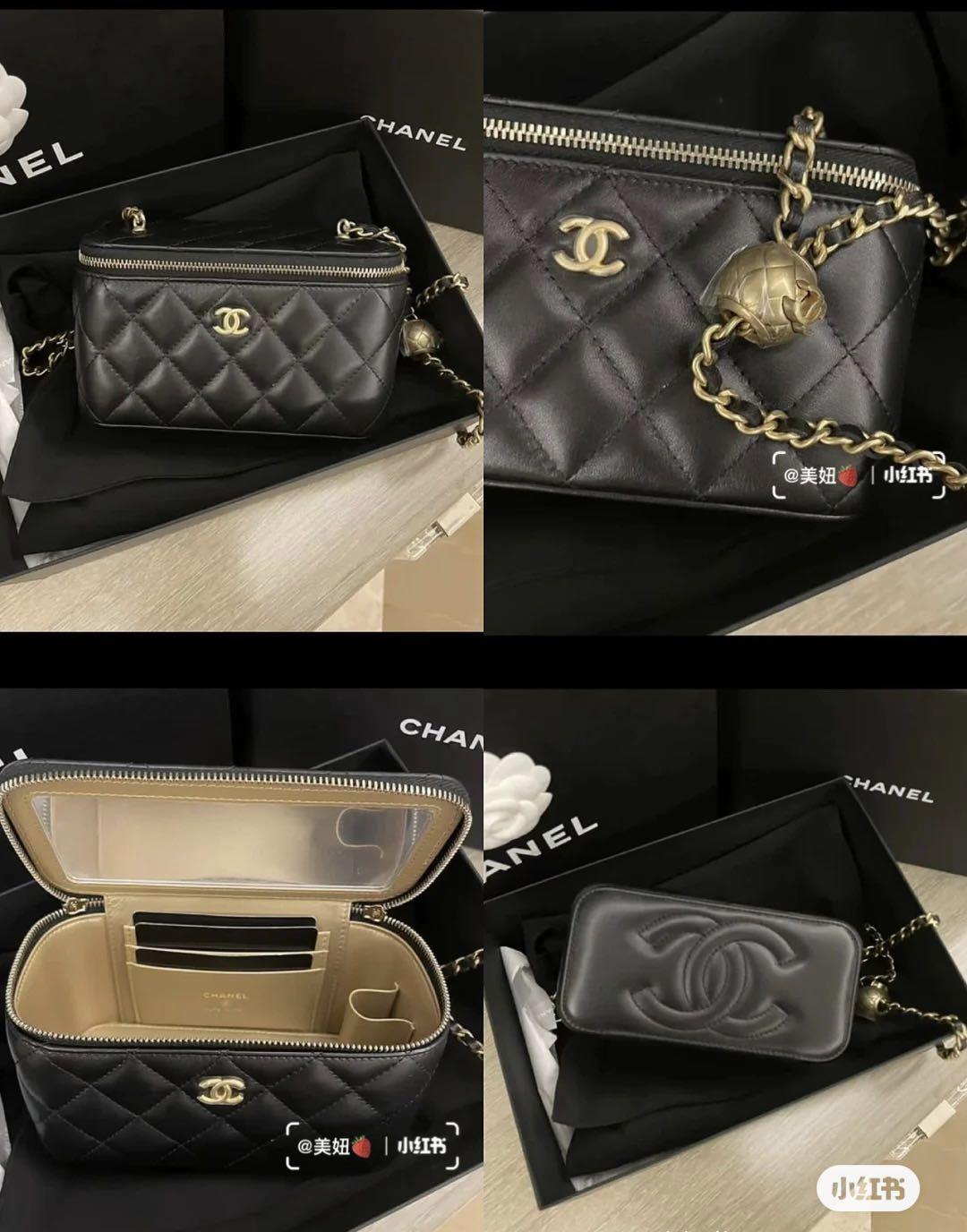 Chanel 22B vanity case pearl crush black, Women's Fashion, Bags ...