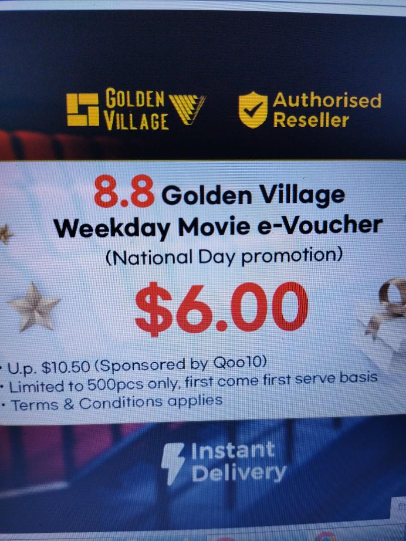 Golden village weekday Movie e-voucher, Tickets & Vouchers, Vouchers on ...