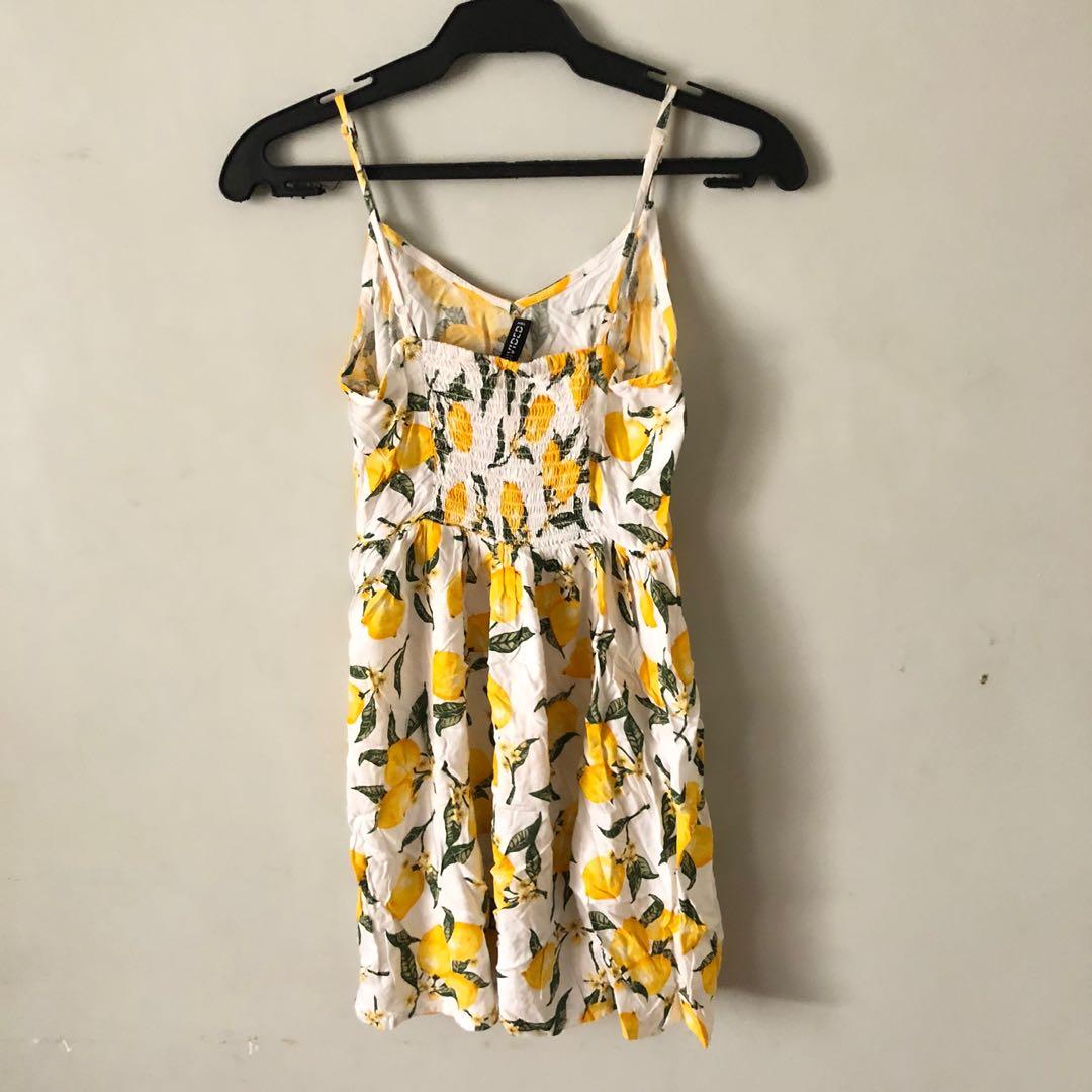 H&M Lemon Printed Mini Dress, Women's Fashion, Dresses & Sets, Dresses ...