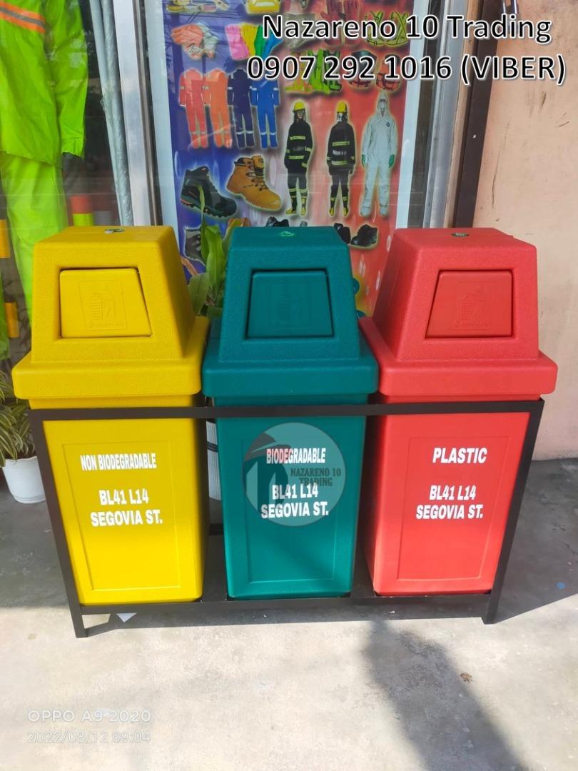 Hooded bin trash bin segregation 248, Furniture & Home Living, Cleaning ...
