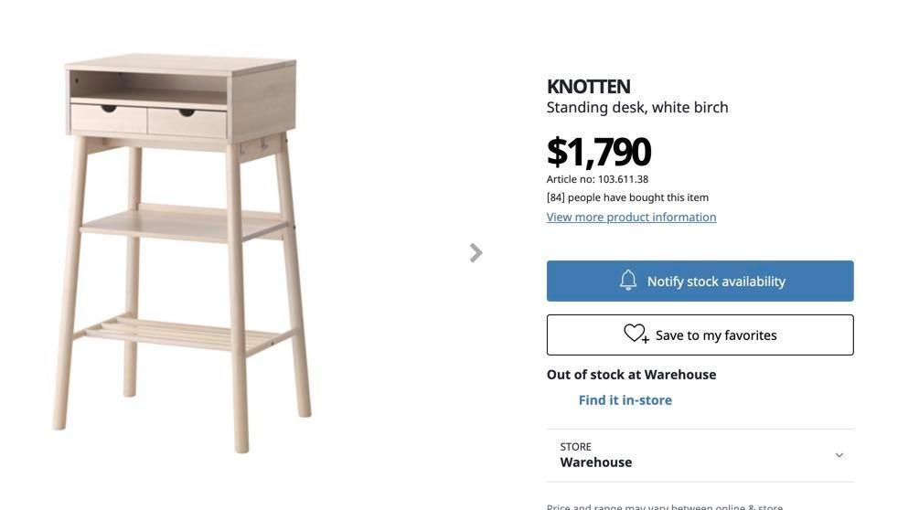 IKEA Knotten Standing Desk, 傢俬＆家居, 傢俬, 桌子 - Carousell