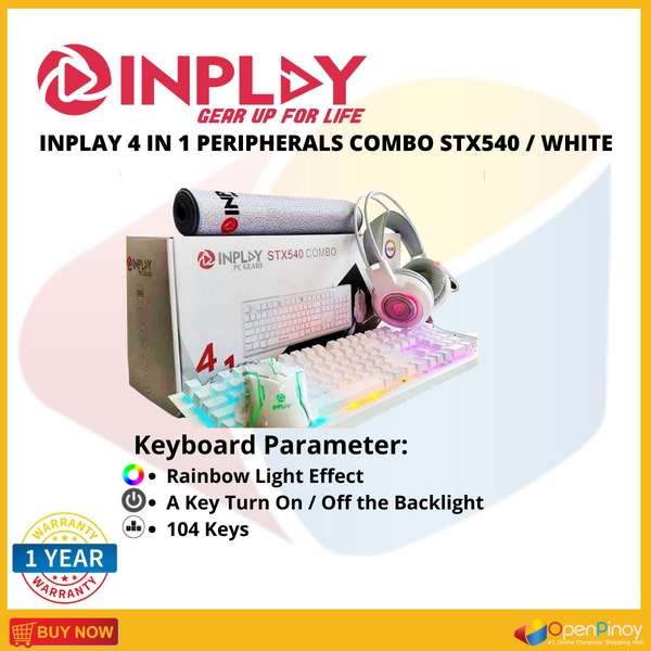 INPLAY 4 IN 1 PERIPHERALS COMBO STX540 / WHITE, Computers & Tech, Parts ...