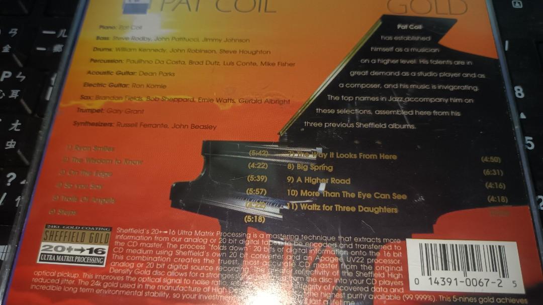 JAZZ名盤 SHEFFIELD LAB 發燒天碟 PAT COIL GOLD 美版 24k GOLD CD 金碟版 MADE IN USA ...