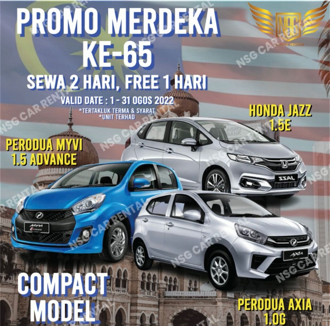 KERETA SEWA (COMPACT MODEL), Cars, Vehicle Rentals on Carousell