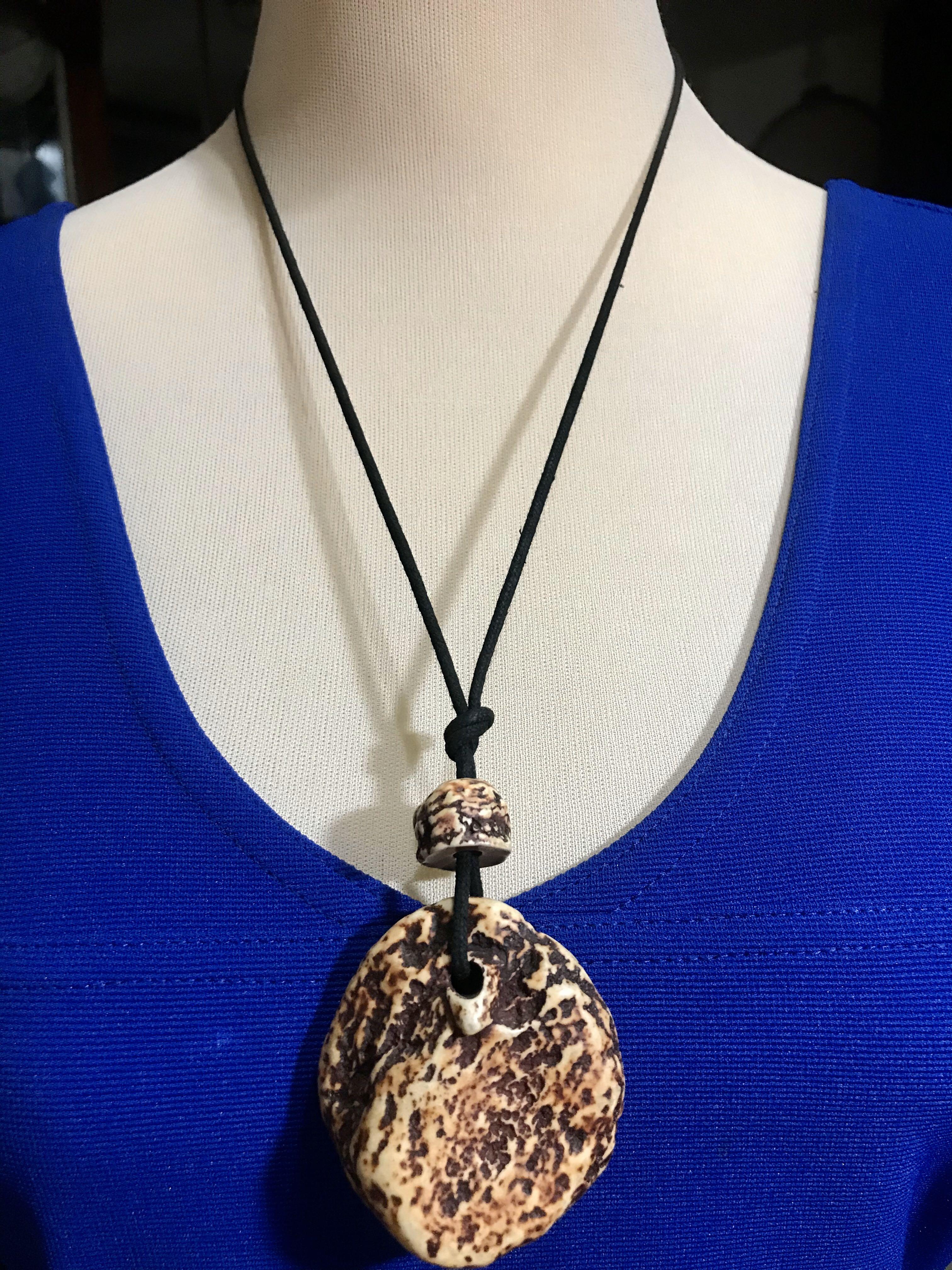 NET100NL 33 Native Ethnic Tribal String Necklace with Brown Rock Design ...