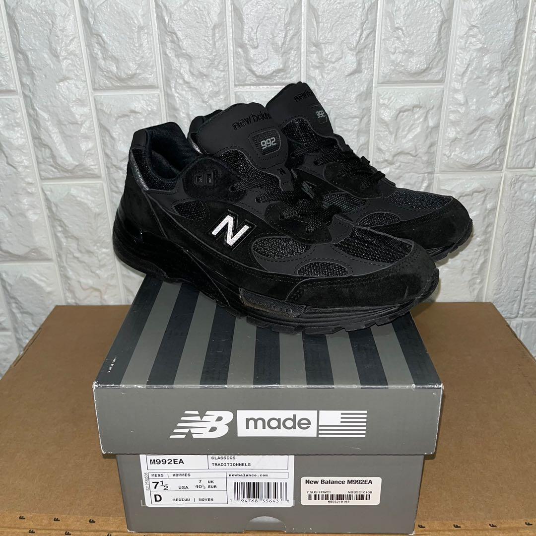 New Balance M992EA 992 全黑 us7.5 uk7, 男裝, 鞋, 波鞋 - Carousell
