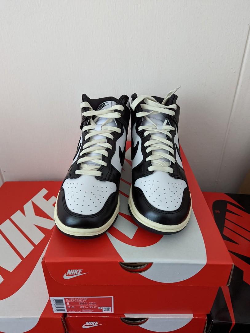 Nike Vintage dunk high black and white US8W, Men's Fashion, Footwear ...