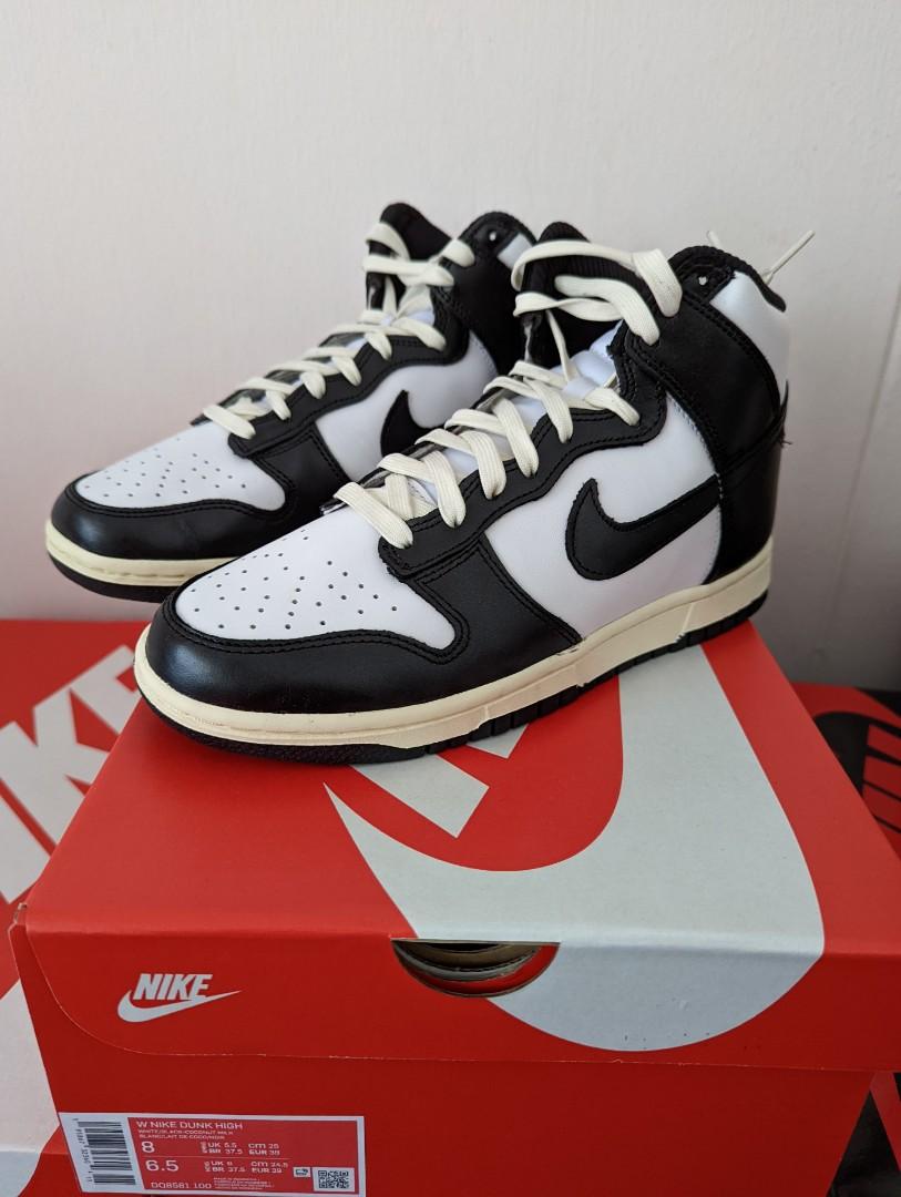 Nike Vintage dunk high black and white US8W, Men's Fashion, Footwear ...
