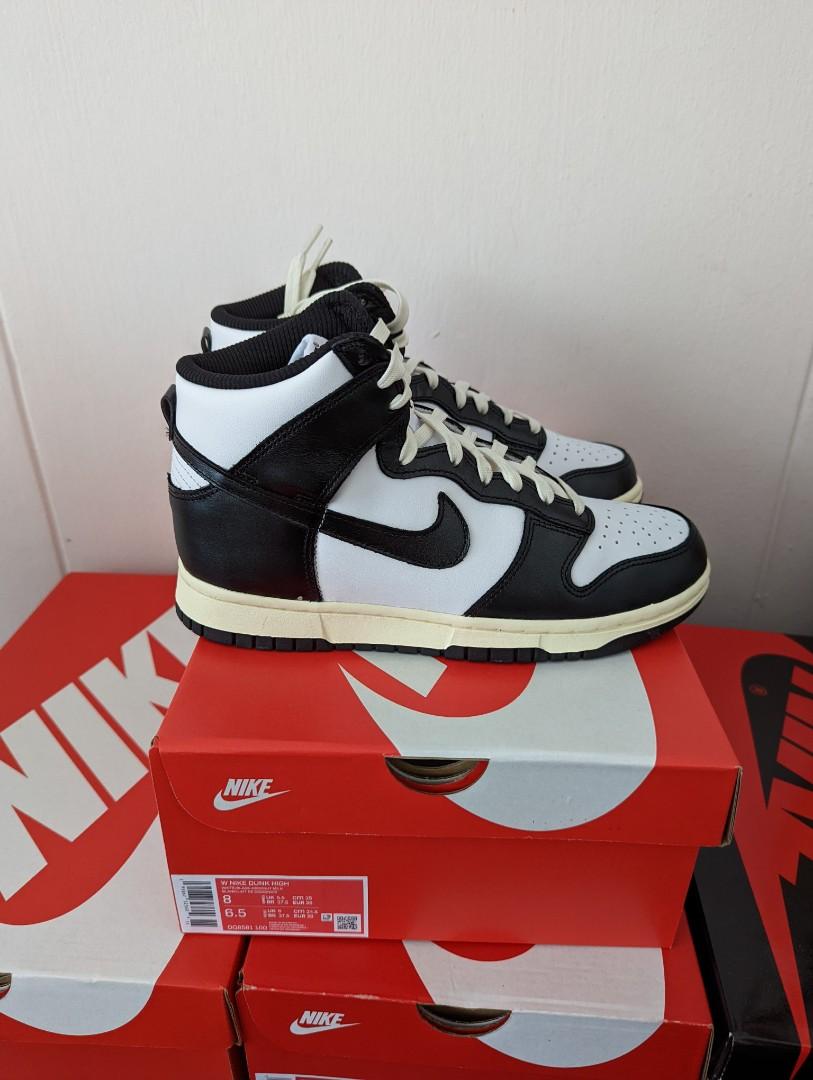 Nike Vintage dunk high black and white US8W, Men's Fashion, Footwear ...