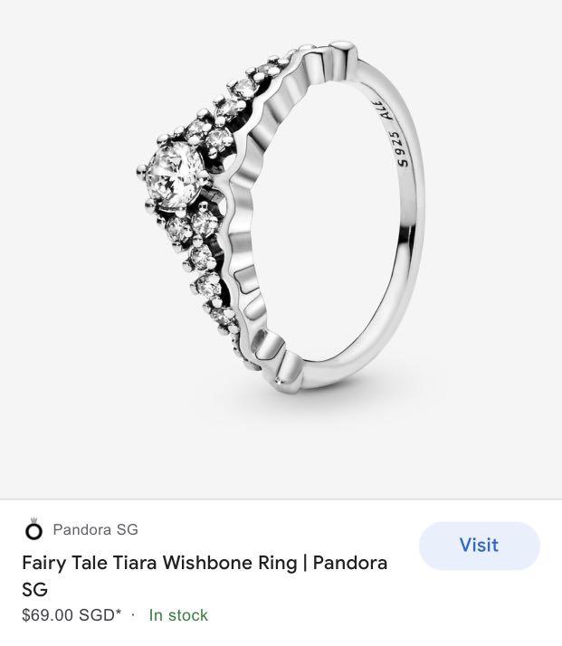 [Authentic] Pandora Fairytale Tiara Wishbone Ring, Women's Fashion ...