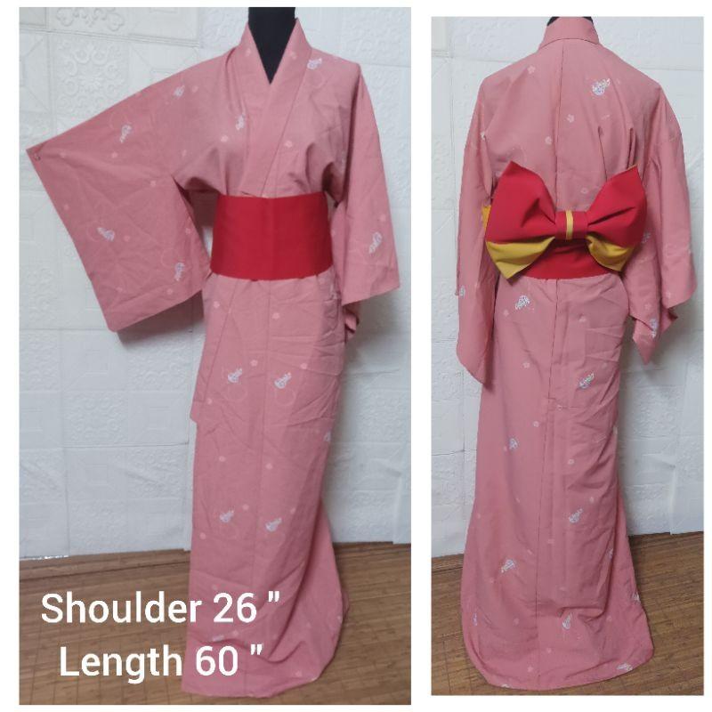 Authentic Pink Yukata with obi belt and bow, Women's Fashion, Dresses ...
