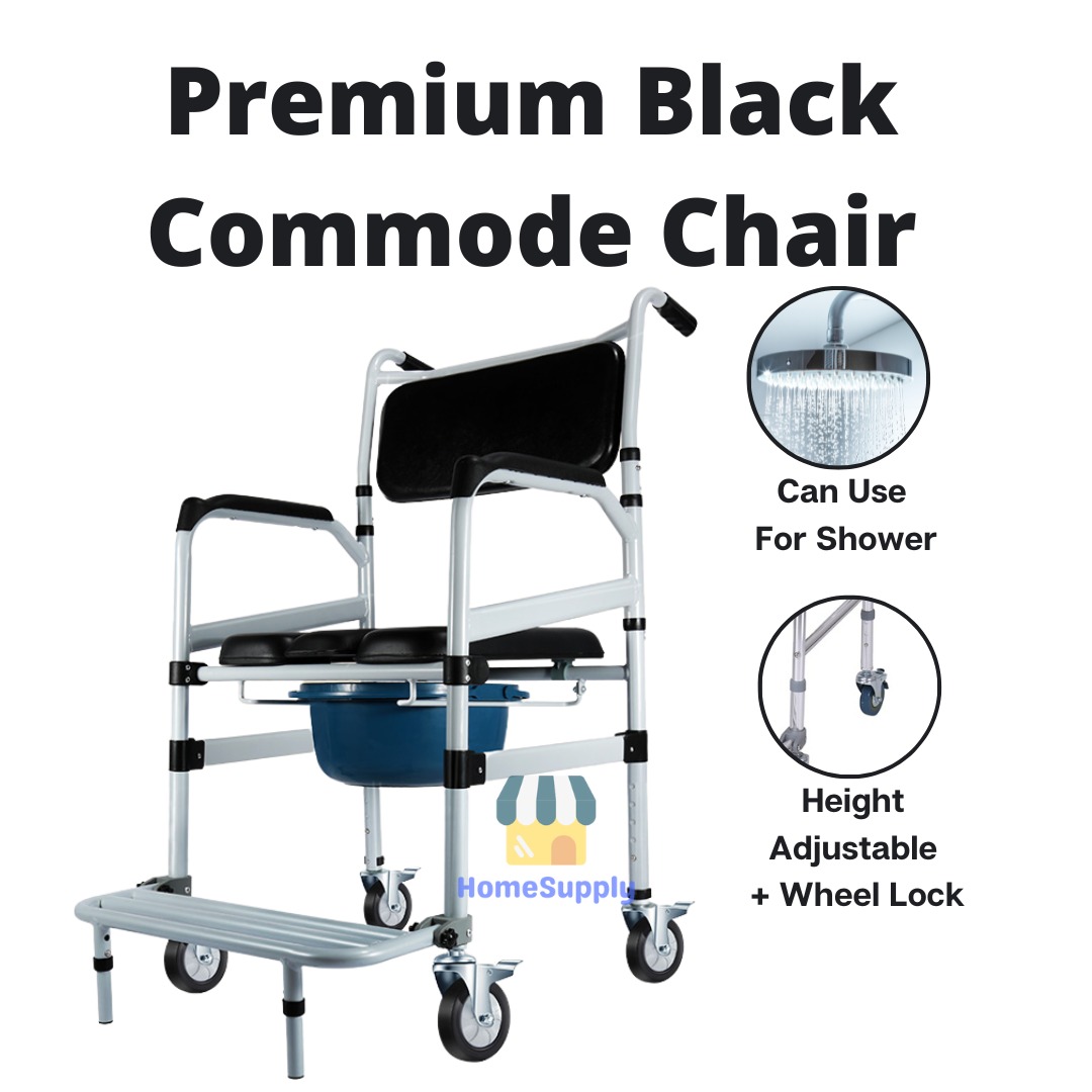 Premium Quality Black Commode Chair | Aluminum Commode Chair With ...