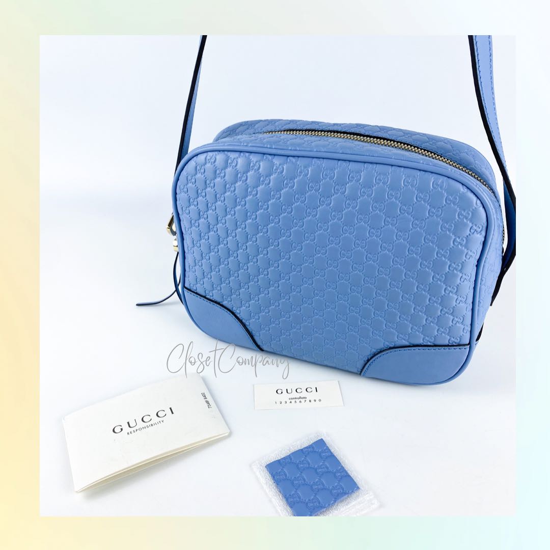 Pristine condition Gucci Bree Guccissima Camera Bag in Light Blue ...