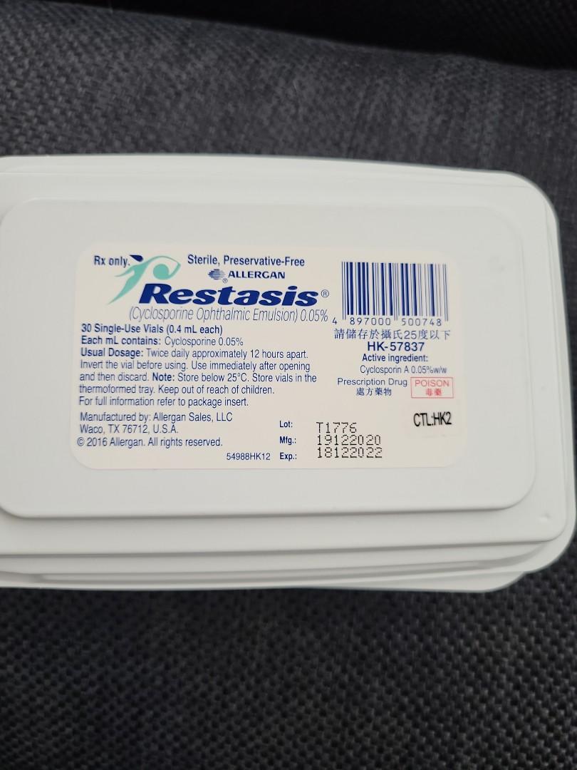 Restasis eyedrop ophthalmic emulsion, 美容＆化妝品, 健康及美容 - 眼部護理 - Carousell