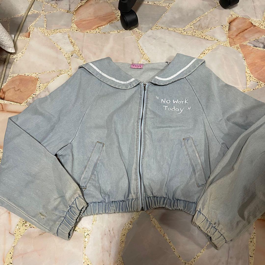 sailor calendar denim cropped jacket, Women's Fashion, Coats, Jackets ...