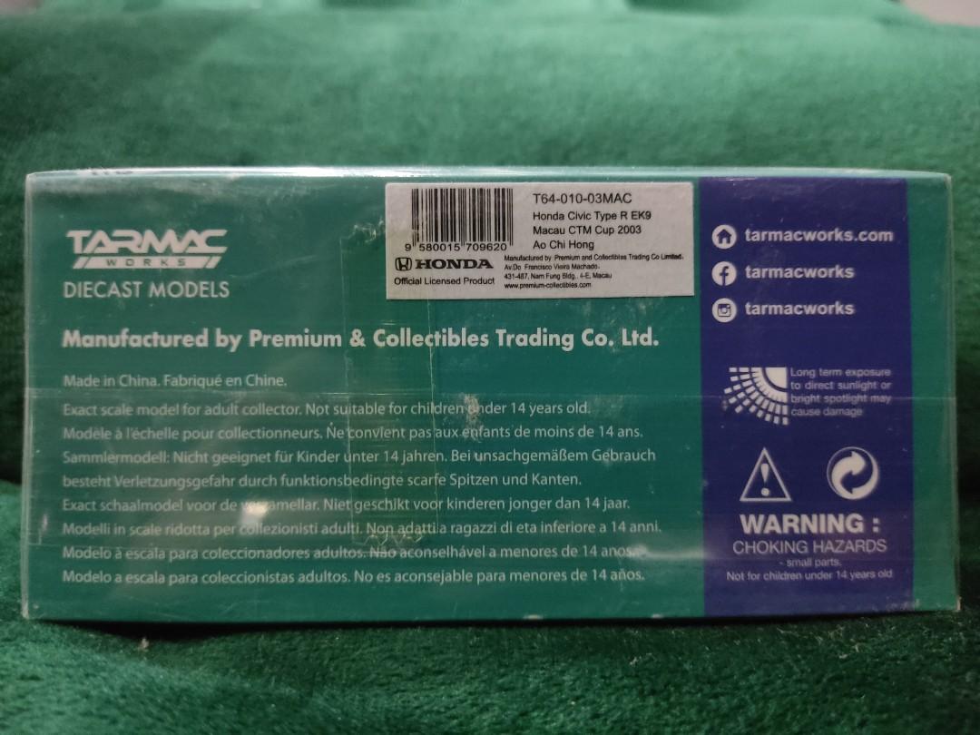 TARMAC WORKS 1/64 HONDA CIVIC TYPE R EK9 MACAU CTM CUP 2003 PROJECT MU ...