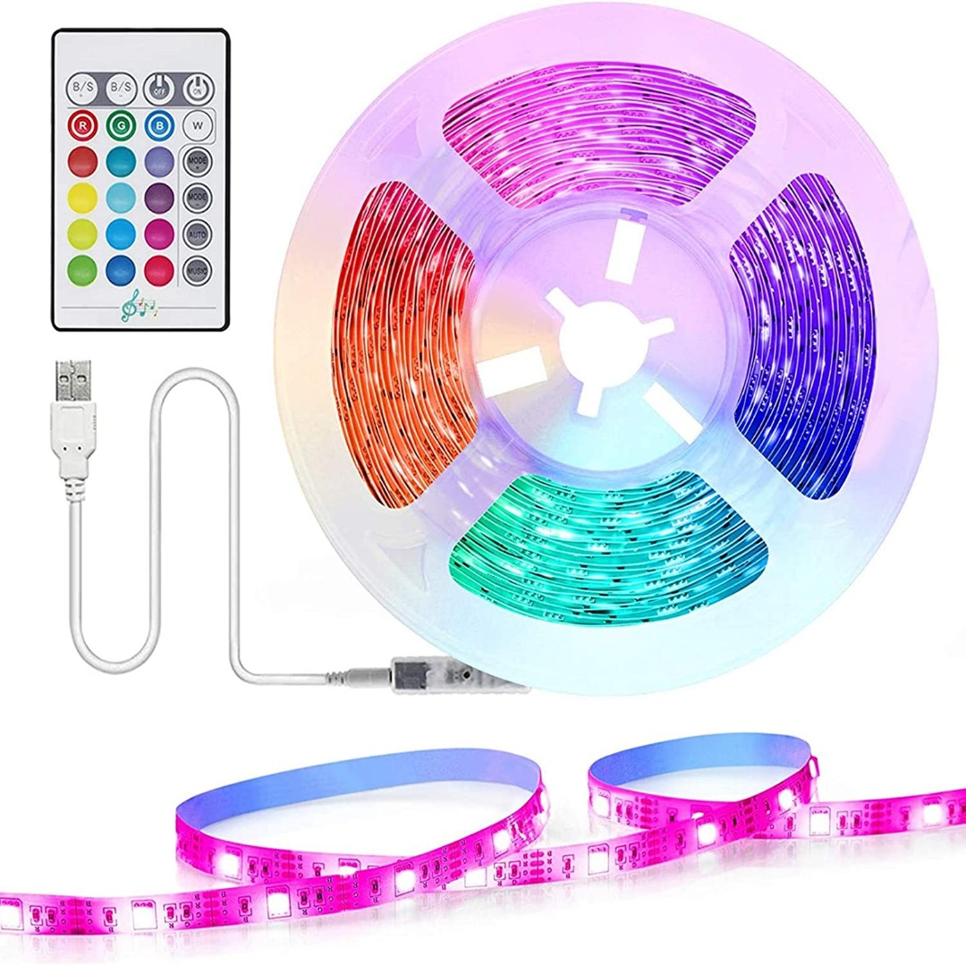 TV LED Backlight Strip Lights, TASMOR 6.56ft 5050 RGB Light Strip Music ...