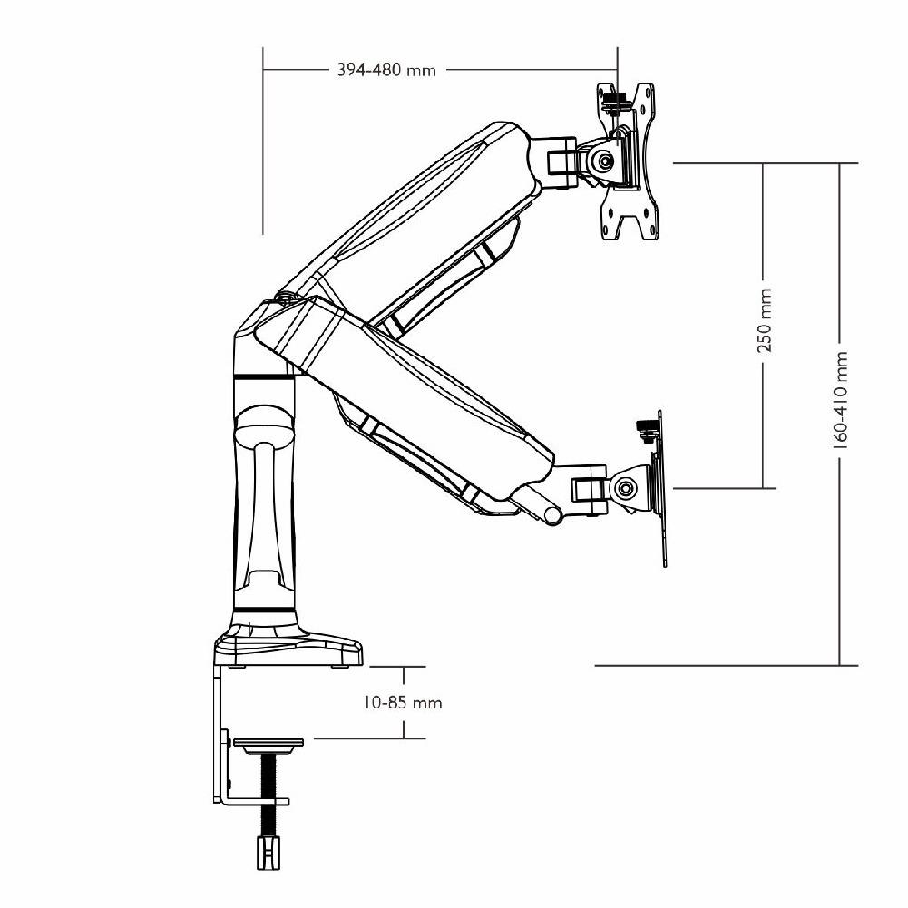 [VISIONSWIPE™] Dual Gas Cylinder Monitor Arm / Monitor Mount / Desk ...