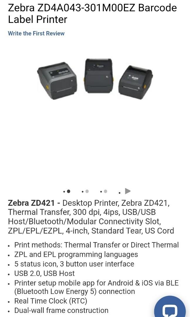 ZEBRA ZD421 300DPI LAN PRINTER, Computers & Tech, Printers, Scanners ...