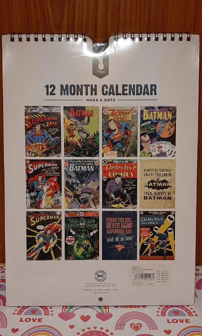 2016 DC Comics Calendar, Hobbies & Toys, Books & Magazines, Comics ...