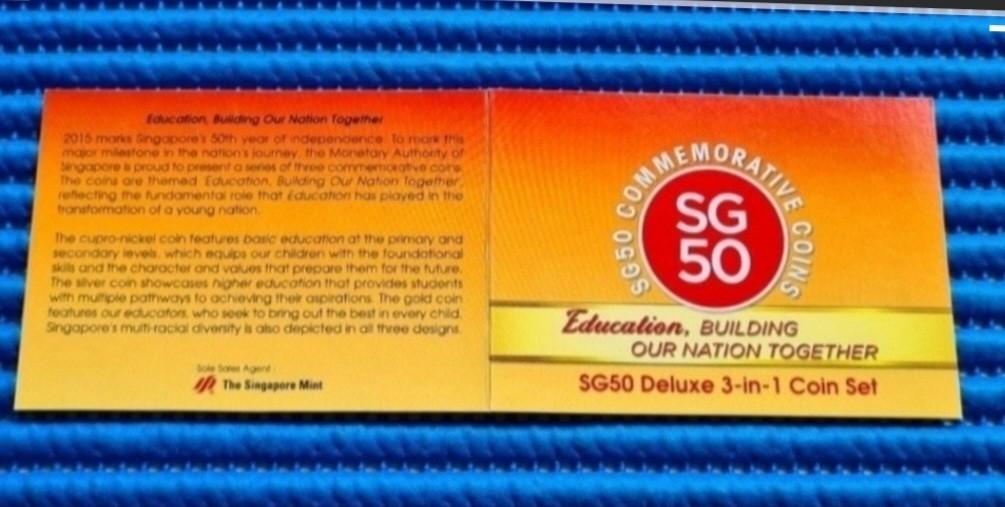 ️ 2015 Singapore 50th Anniversary SG50 Deluxe 3-in-1 Commemorative Coin ...