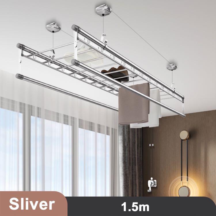 Automatic Laundry Rack Lifting Clothes Drying Rack by Hand Double Pole ...