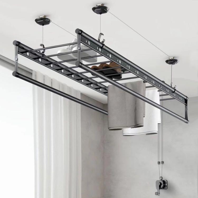 Automatic Laundry Rack Lifting Clothes Drying Rack by Hand Double Pole ...