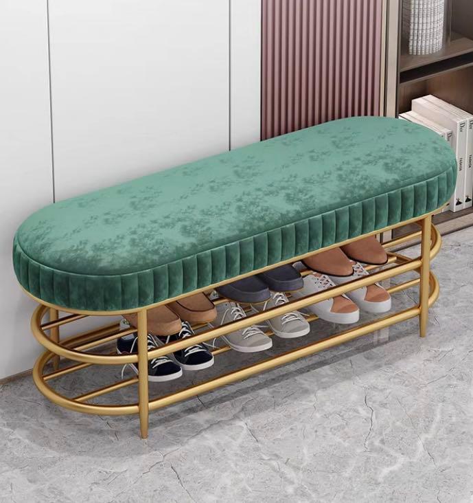 Shoe Bench Shoe rack bench 2 Tier curved Shoerack, Furniture & Home ...