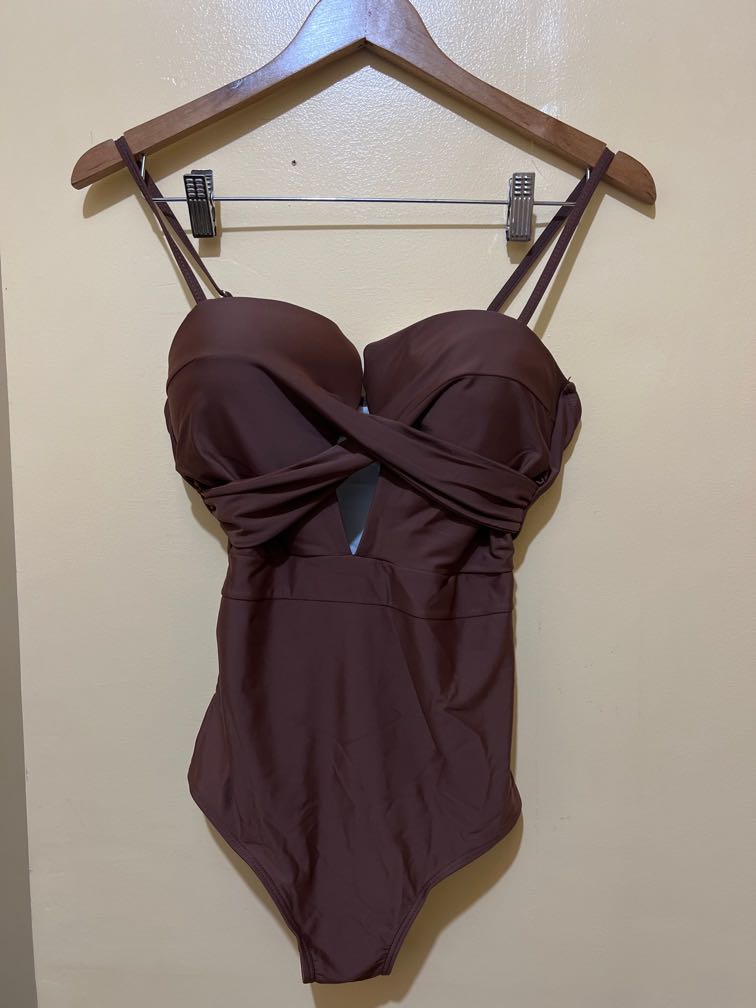Brown One Piece Swimsuit - For checking, Women's Fashion, Swimwear ...