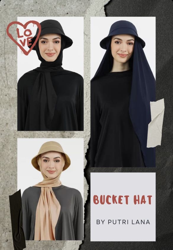 Bucket hat hijab, Women's Fashion, Muslimah Fashion, Accessories on ...