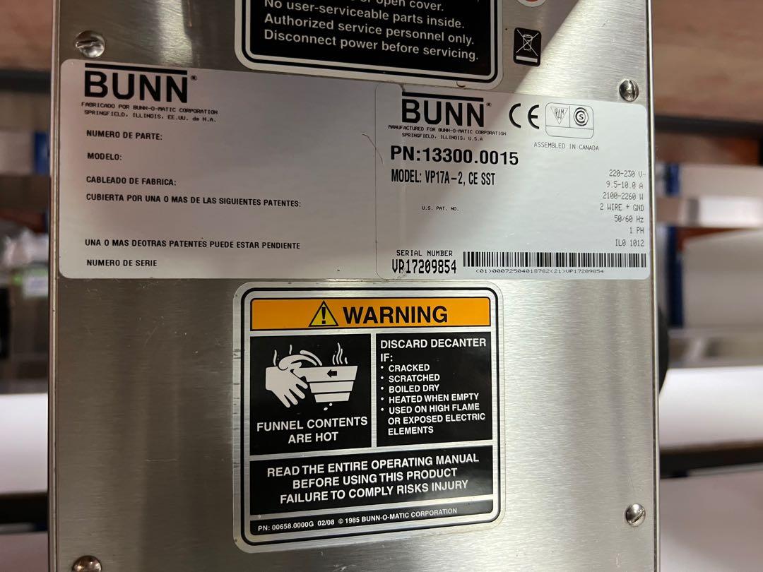 Bunn Coffee Brewer VP17A-2, 13300.0015, TV & Home Appliances, Kitchen Appliances, Coffee ...