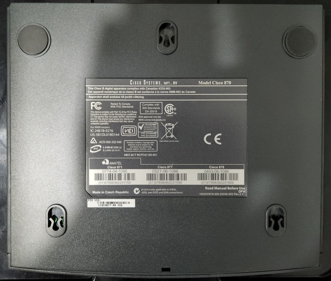 Cisco 877-K9 V02 ADSL Router, Computers & Tech, Parts & Accessories ...