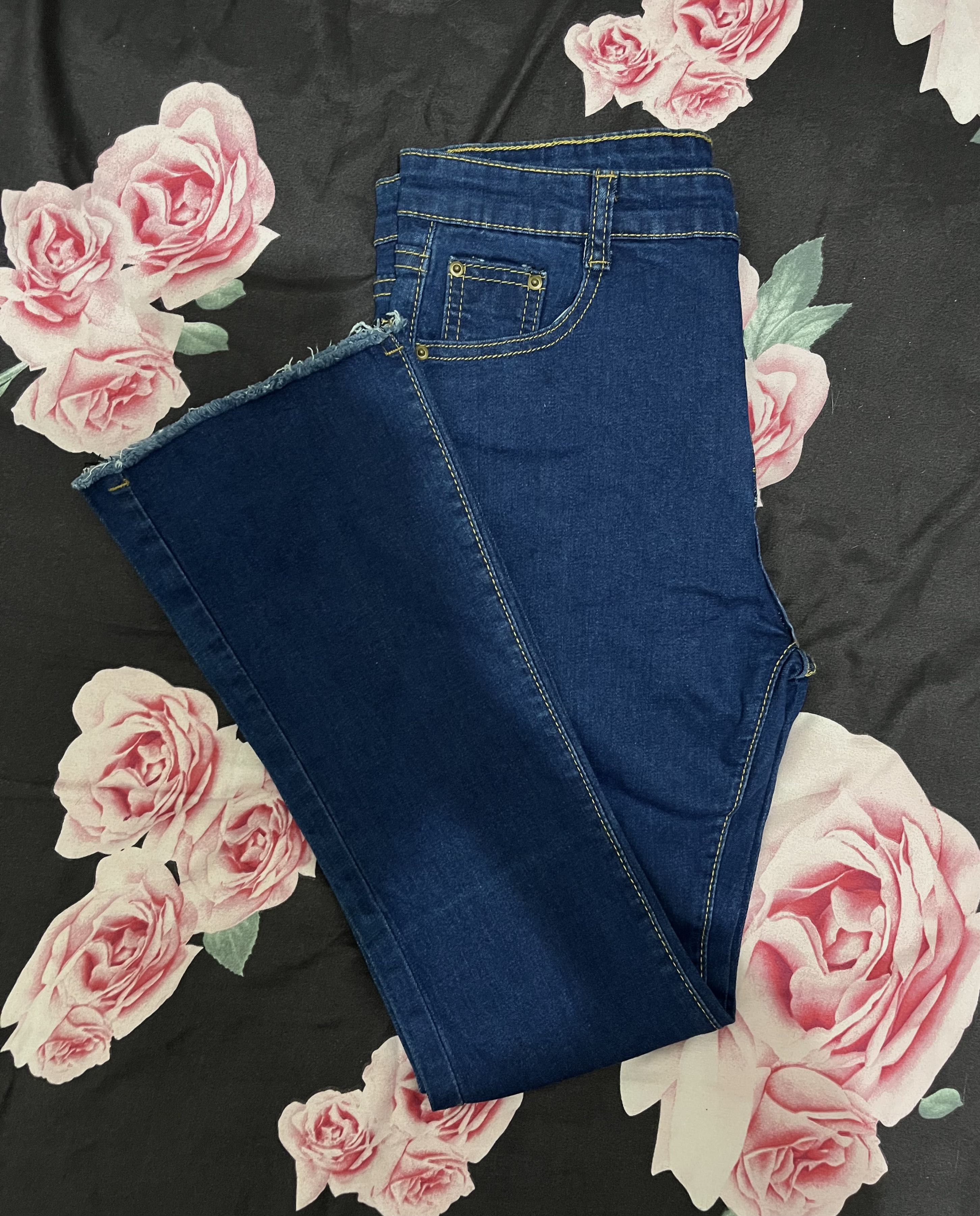 Dark Blue Bell Bottom Jeans, Women's Fashion, Bottoms, Jeans & Leggings ...