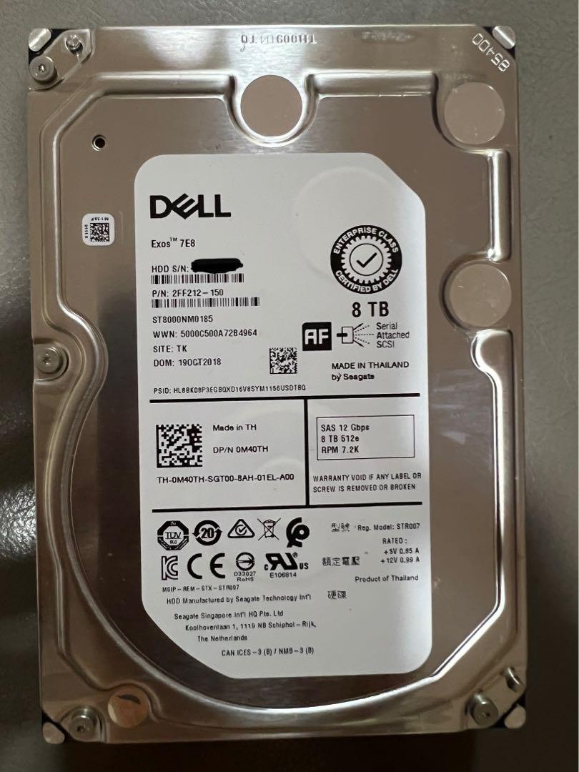 Dell 8TB 7.2K SAS III 3.5 inch, Computers & Tech, Parts & Accessories ...