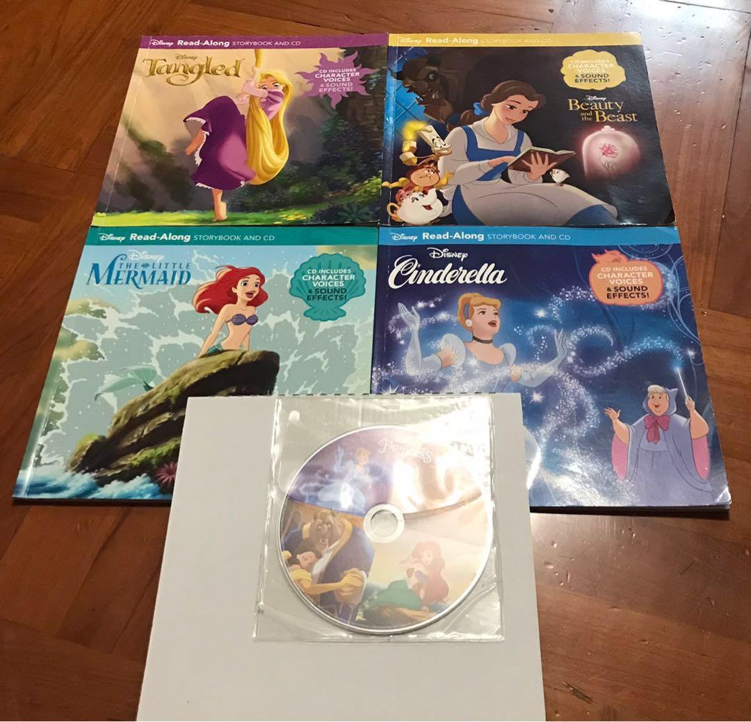 Disney Princess and Pixar 4 Storybooks and CD, 興趣及遊戲, 書本 & 文具, 小朋友書 ...