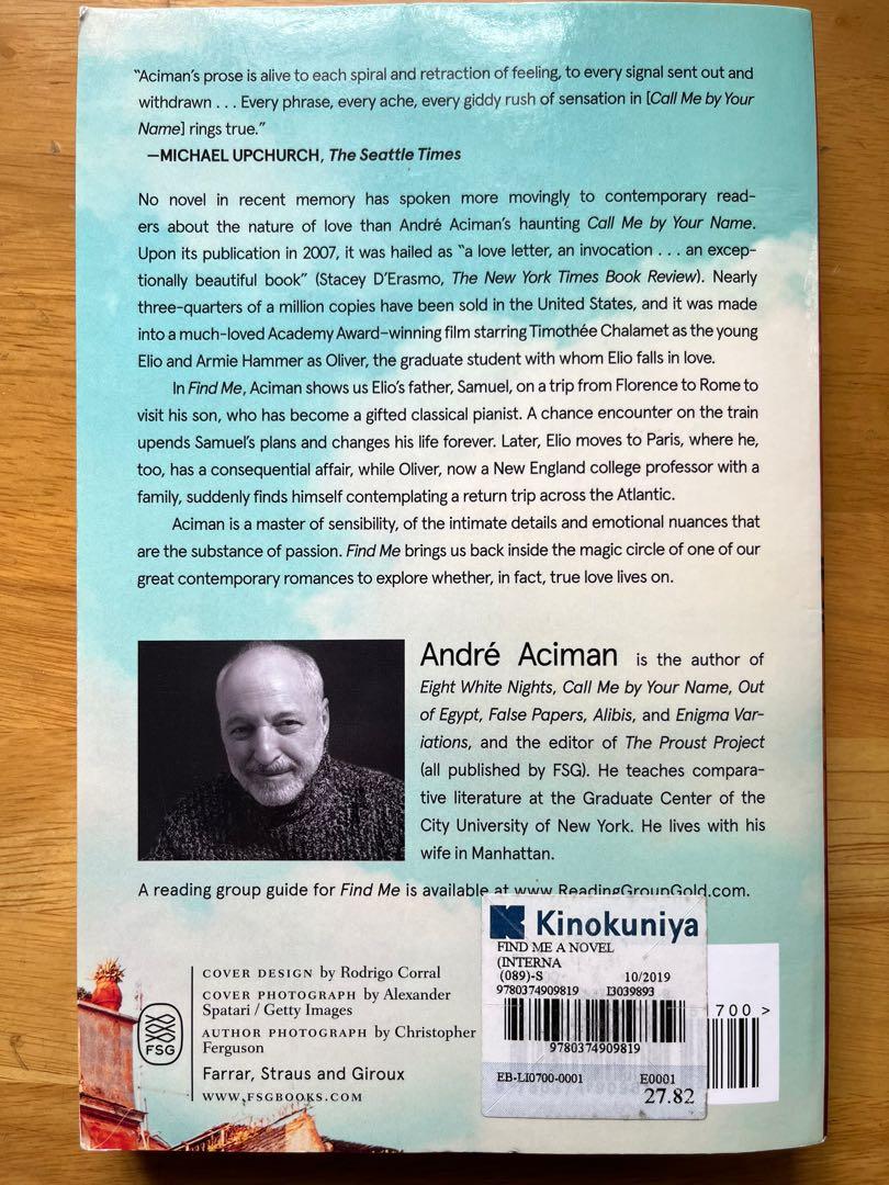 Find Me by Andre Aciman, Hobbies & Toys, Books & Magazines, Fiction ...