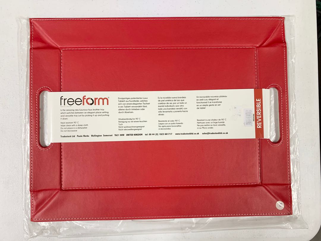 Freeform Reversible Tray, Red/White (Polka Dots), Faux Leather Tray ...
