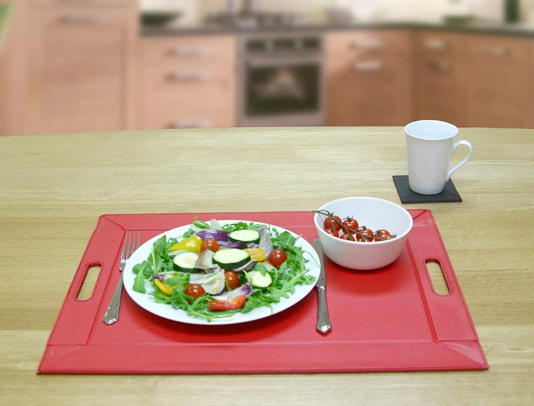 Freeform Reversible Tray, Red/White (Polka Dots), Faux Leather Tray ...