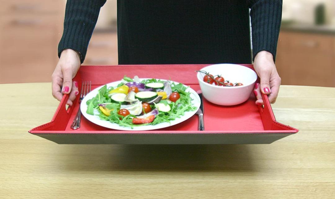 Freeform Reversible Tray, Red/White (Polka Dots), Faux Leather Tray ...