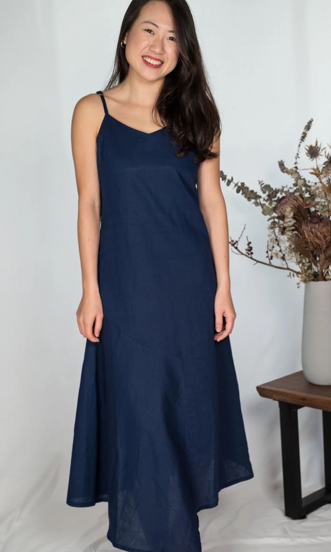 [Full Linen First Stitch] CLARA ASYMMETRICAL HEM LINEN MAXI DRESS IN ...