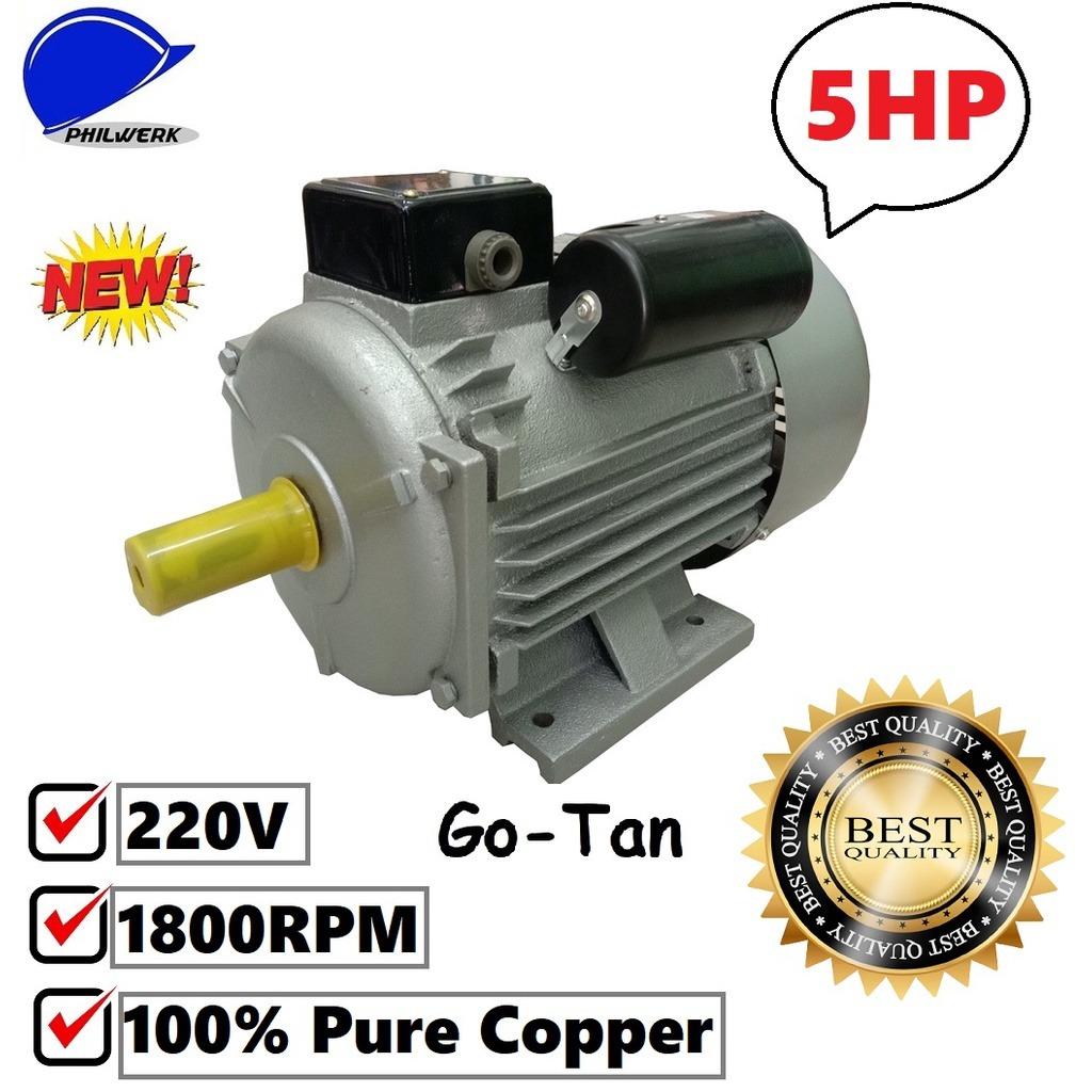 Go-Tan Electric Motor 5HP Single Phase 100% Pure Copper (Made in Taiwan ...